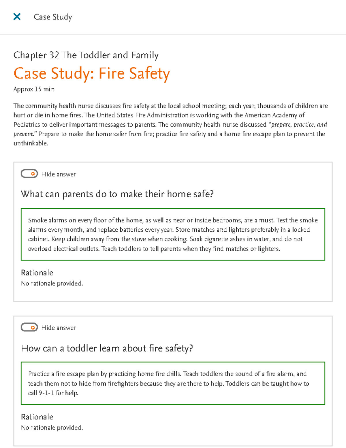 Case study - fire safety - Case Study Chapter The Toddler and Family ...