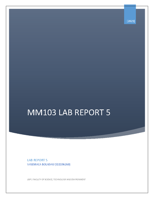 Mm103 lab 2 - Lab report - The goal of the experiment is to find the ...