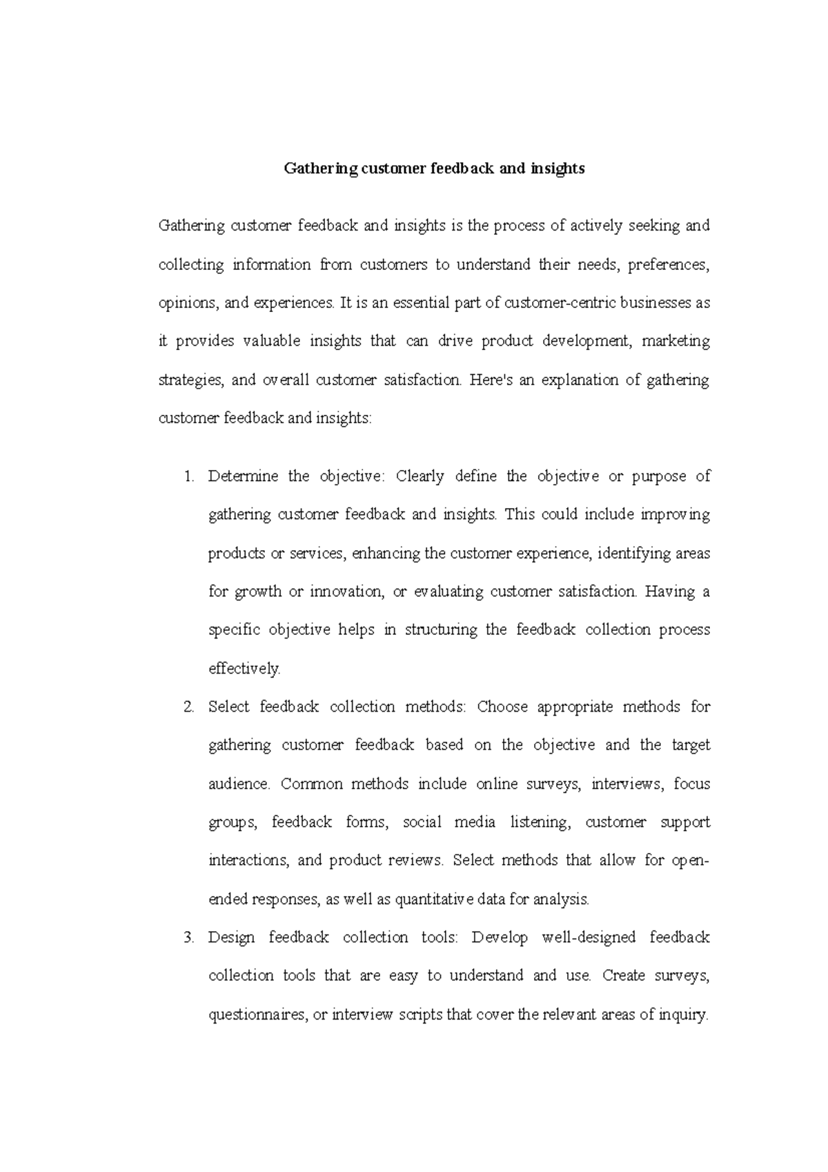 Gathering customer feedback and insights - Gathering customer feedback ...