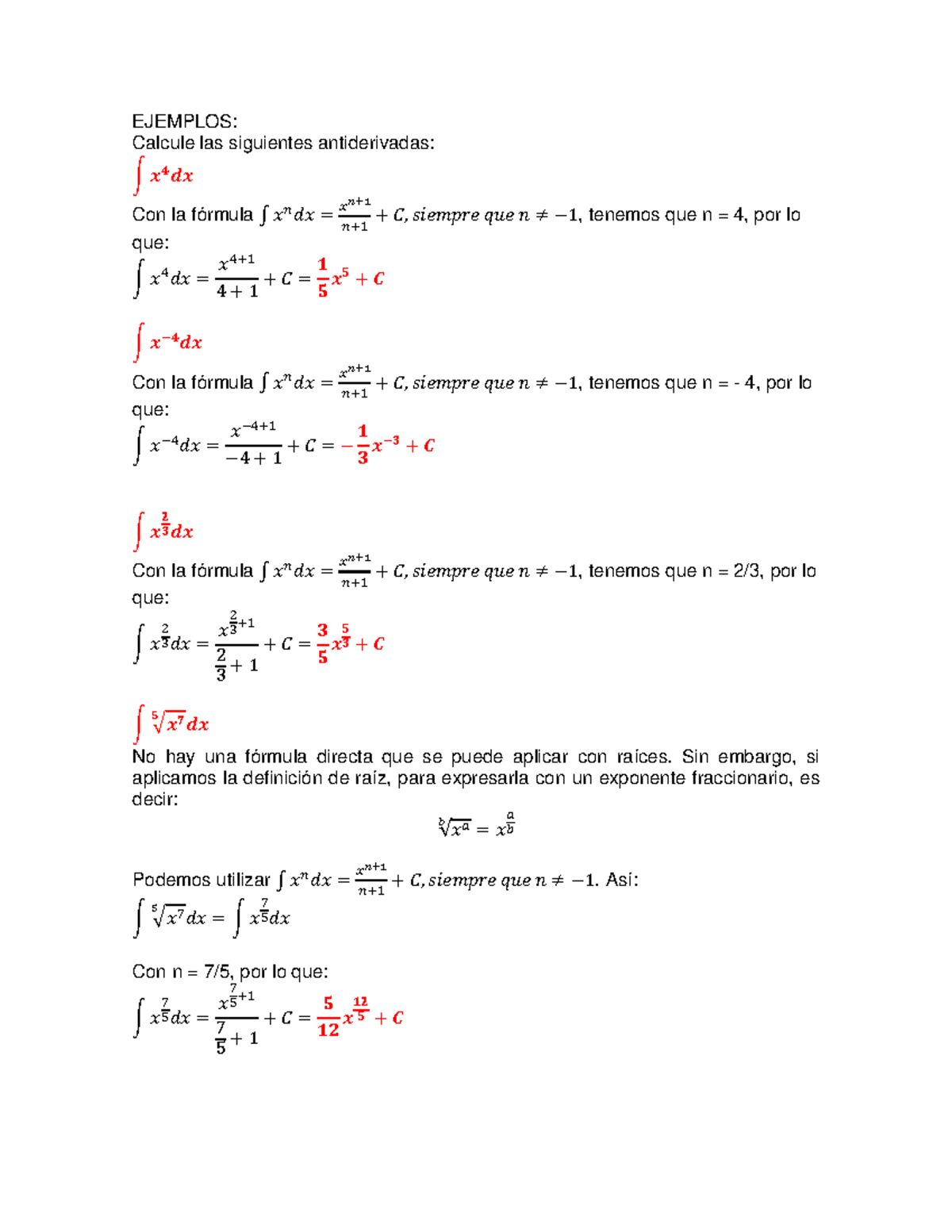 Ejemplos Unidad 1 Clase 1 - EJEMPLOS: Calcule las siguientes ...