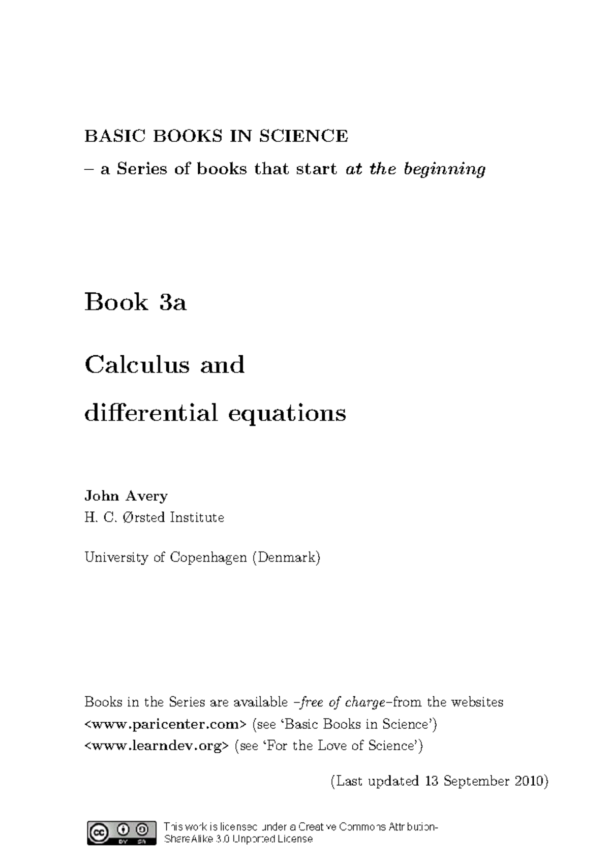 Calculus and different equations 1 - BASIC BOOKS IN SCIENCE – a Series ...