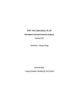 EEC144 labreport 4 CB - Dr. Cheng - EEC 144 Laboratory 13, 15 Creating a peer-to-peer network ...