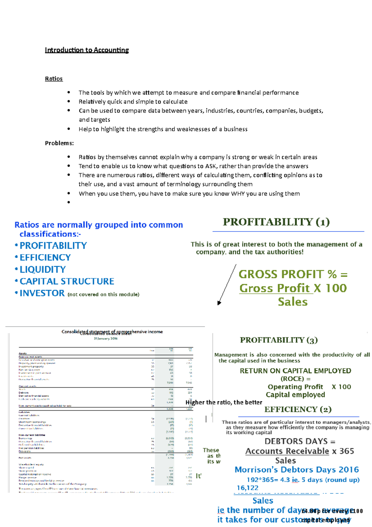 Introduction to Accounting Notes 9 - Introduction to Accounting Ratios ...