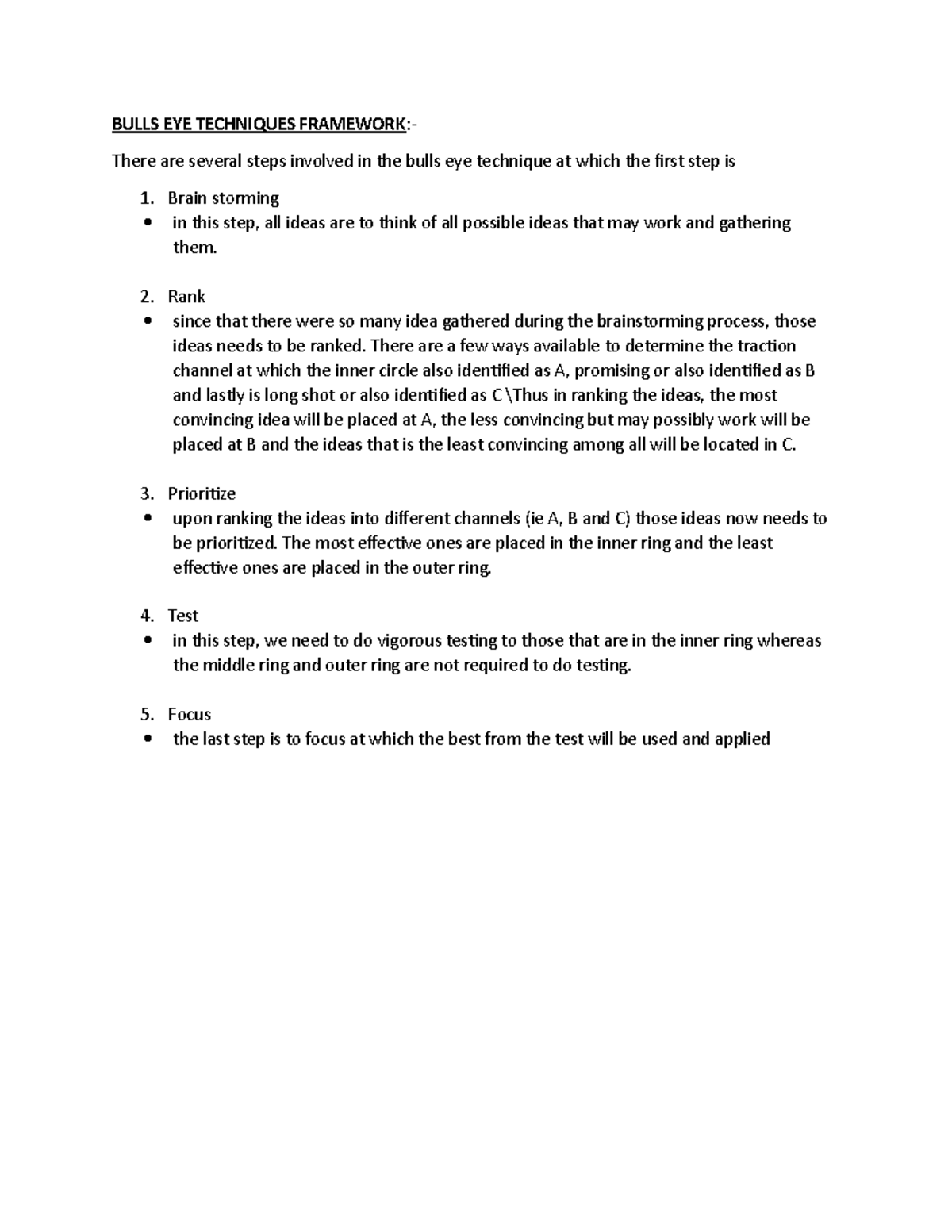 BULLSEYE LEGAL SKILLS - BULLS EYE TECHNIQUES FRAMEWORK :- There are ...