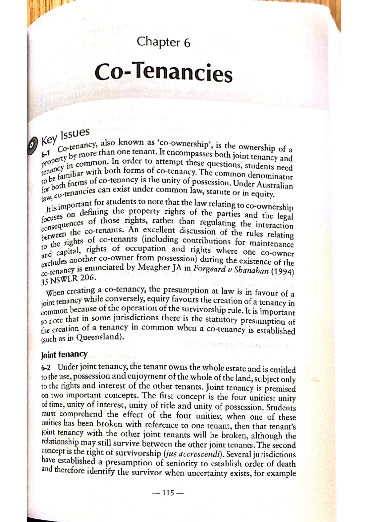 Chapter 6 Co-Tenancies - LLB301 - Studocu