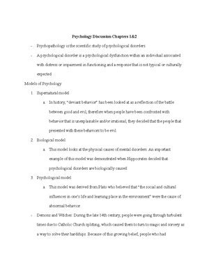 Exam #1 Study Guide Abnormal Psych - PSYC 201 STUDY GUIDE EXAM ONE ...