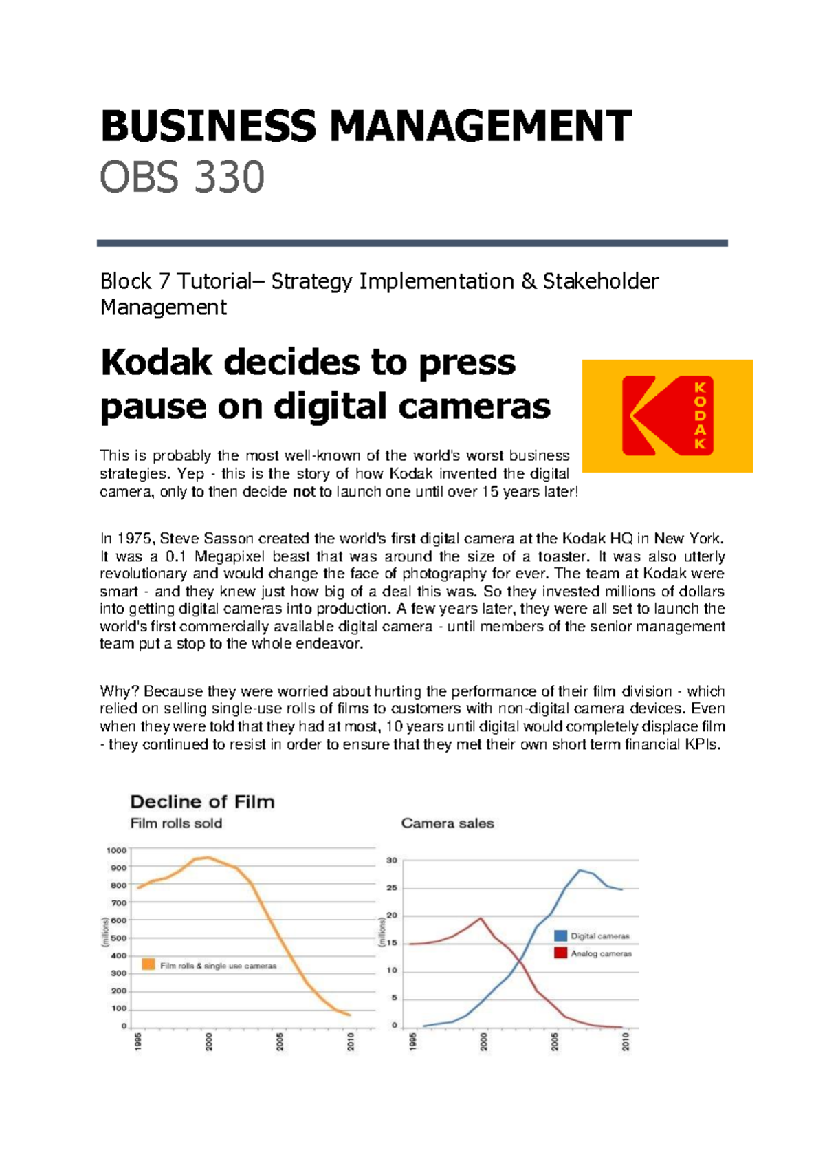 OBS 330 Block 7 Tutorial 2021 - BUSINESS MANAGEMENT OBS 330 Block 7 ...