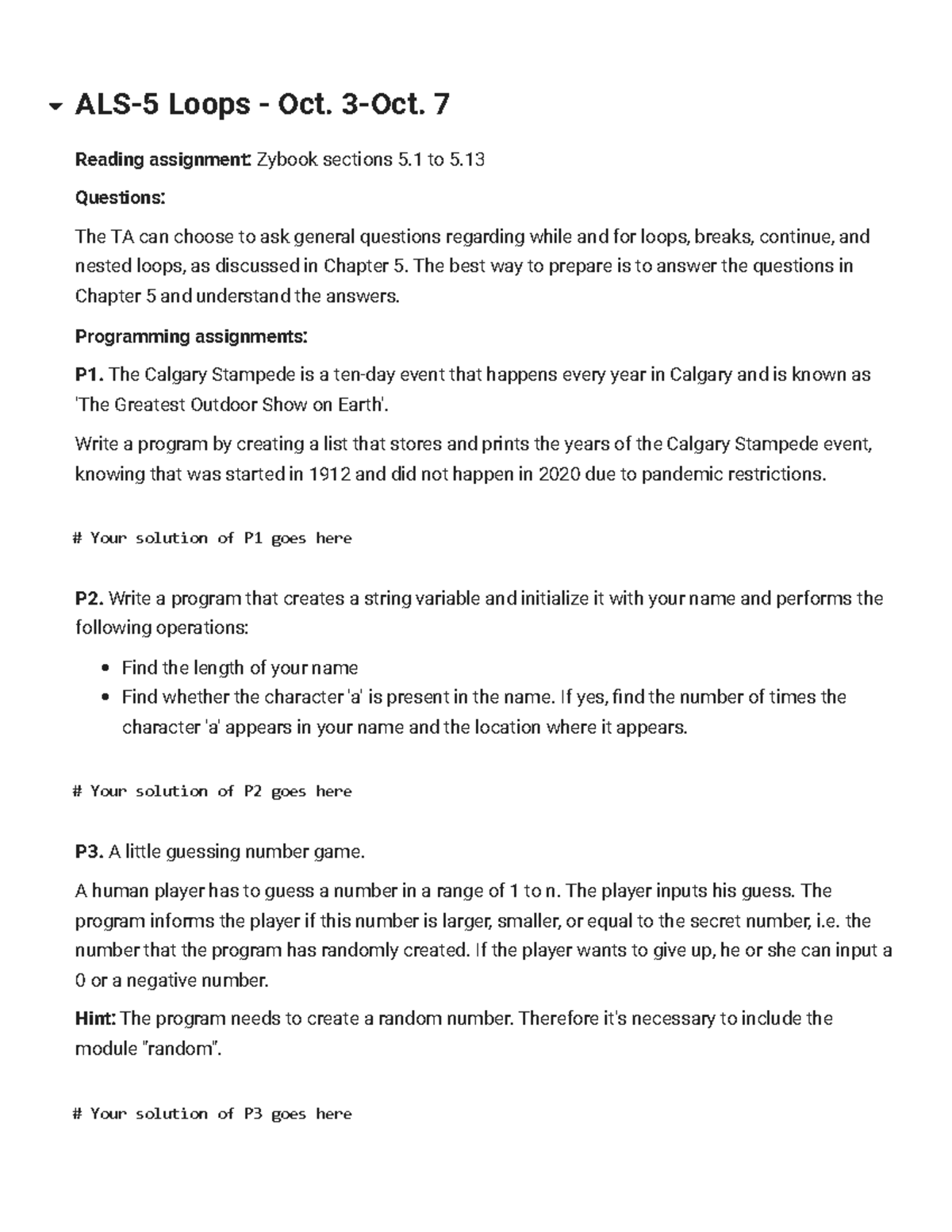 ALS5 - Assignment of week 5 - Reading assignment: Zybook sections 5 to ...