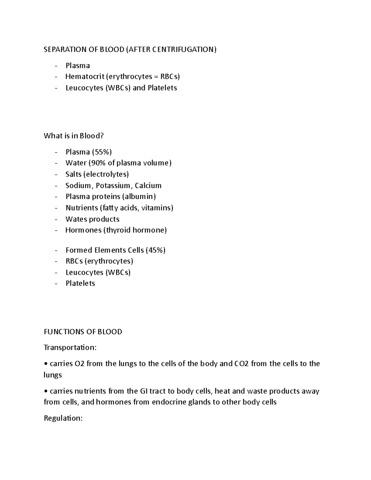 Am - Separation OF Blood - SEPARATION OF BLOOD (AFTER CENTRIFUGATION ...