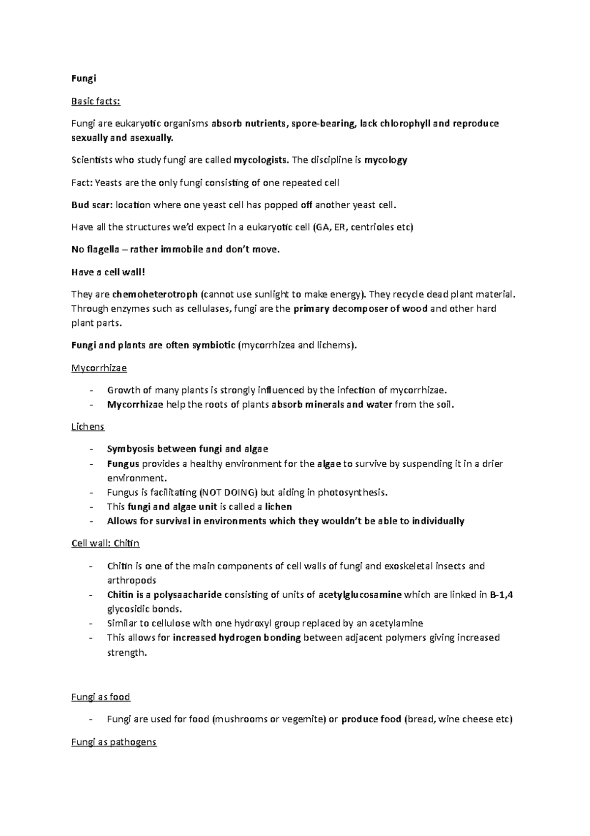Fungi - Lecture notes 12 - Fungi Basic facts: Fungi are eukaryotic ...