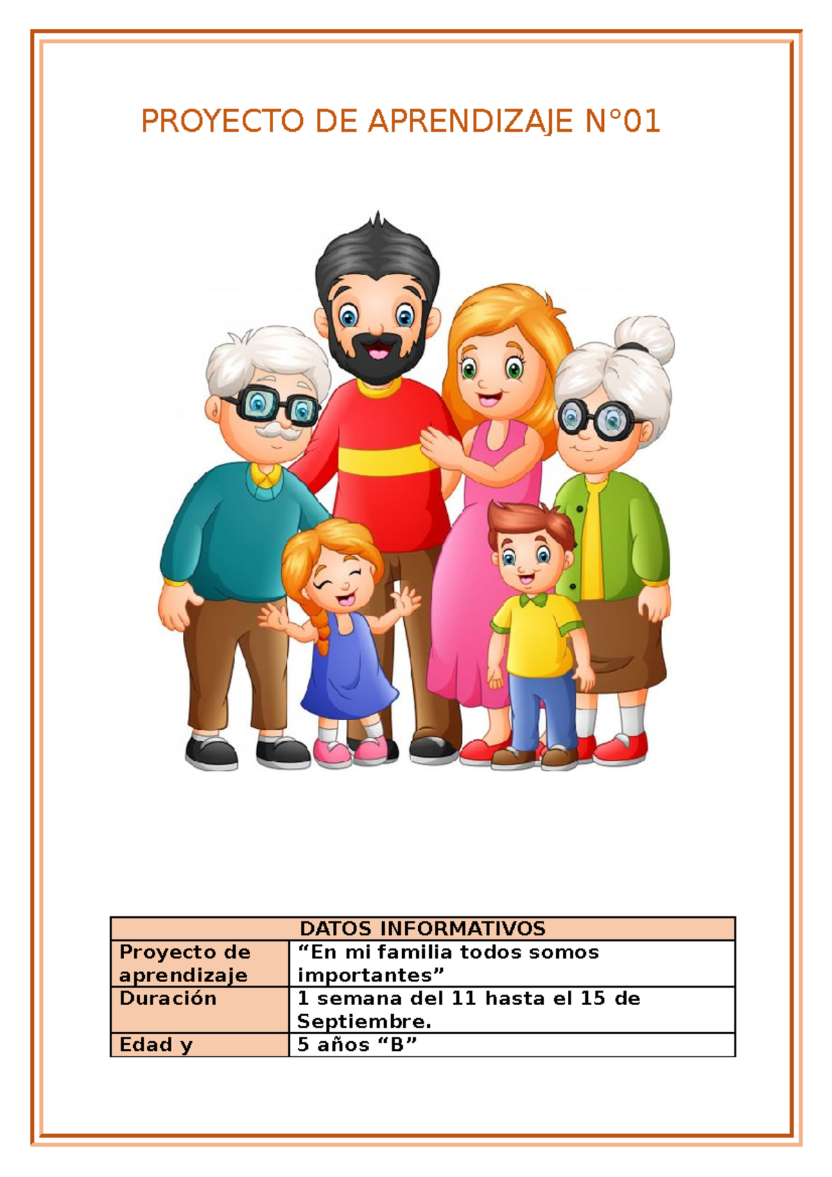 Proyecto DE Aprendizaje N°01 Septiembre - DATOS INFORMATIVOS Proyecto ...
