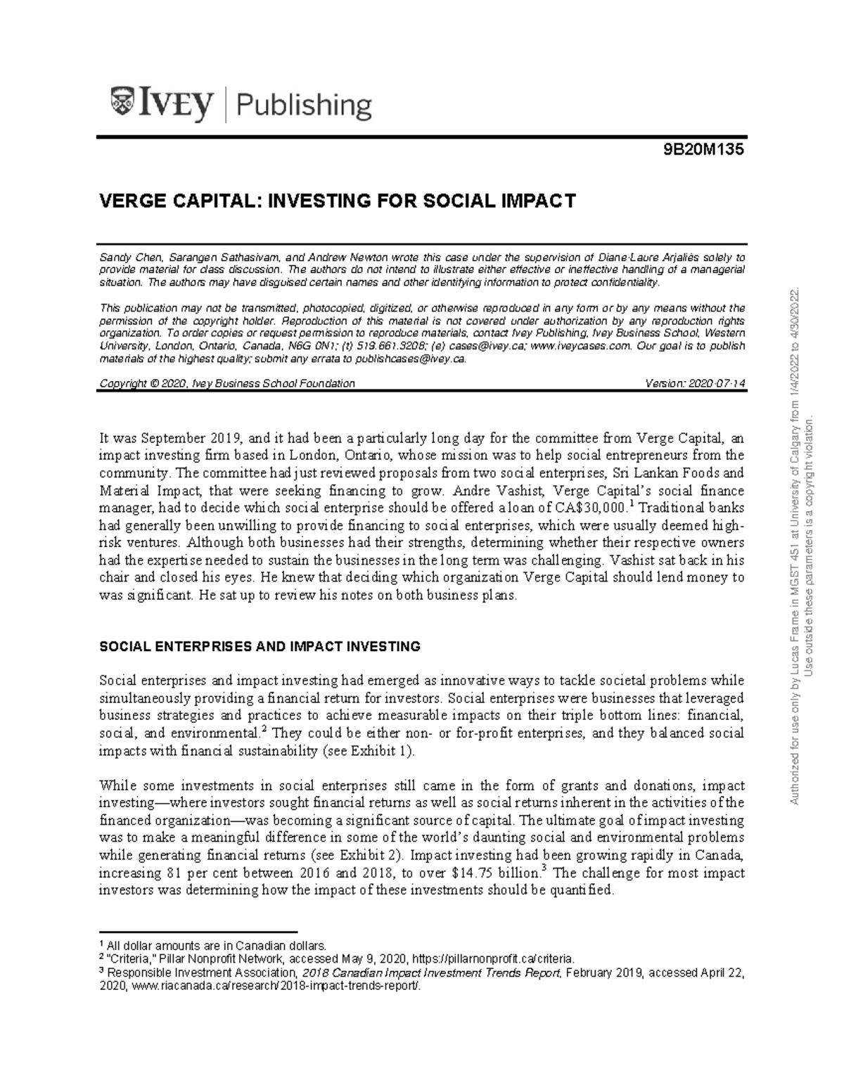 Mgst 451 case - this is the case for case. - 9B20M VERGE CAPITAL ...