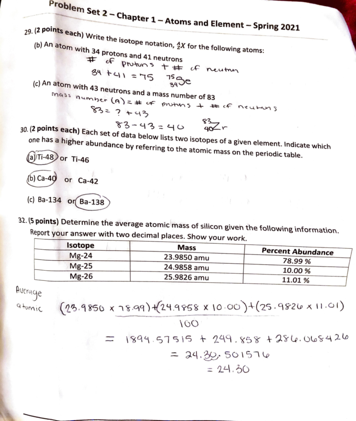 Problem set 2 - chemistry assignment - Probr en, Set 2 ~ -~ Chapter 1 ...