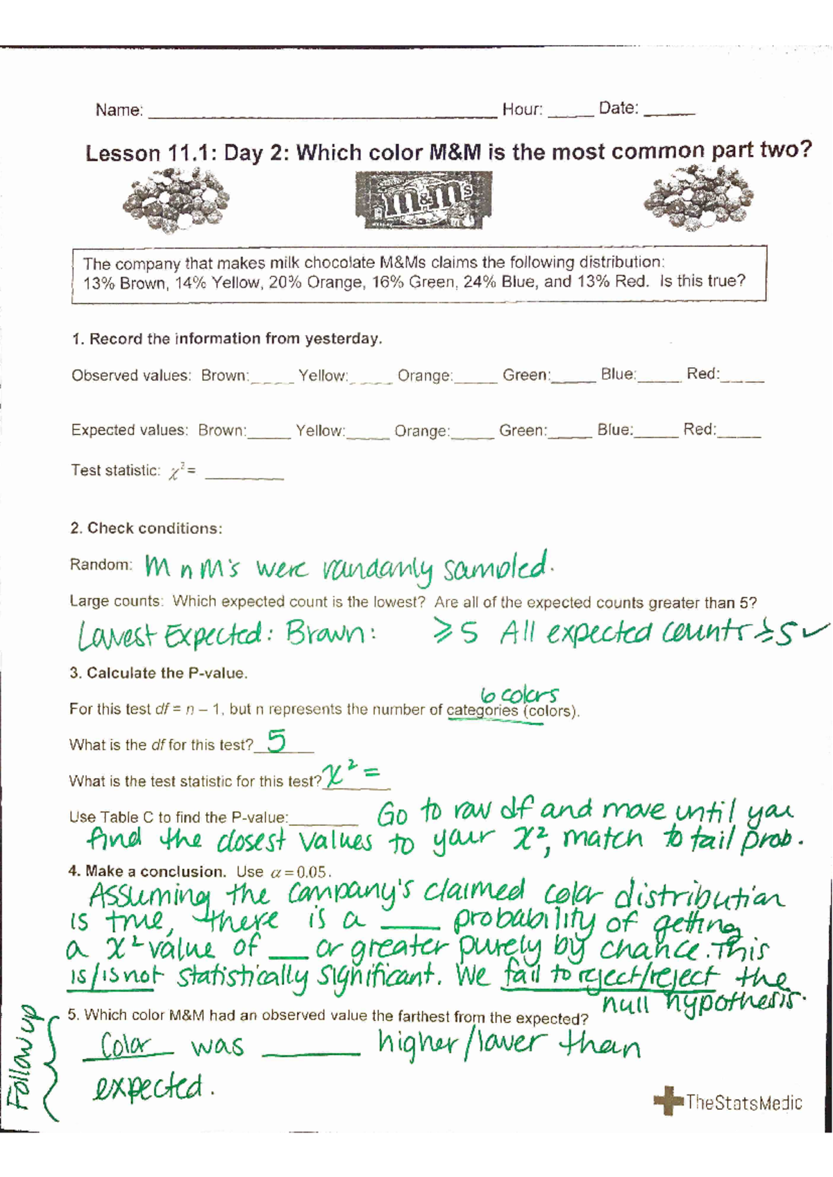 Stats Medic - AP Stats - Lesson 11.1 Day 2 - Answer Key - STAT100 - Studocu