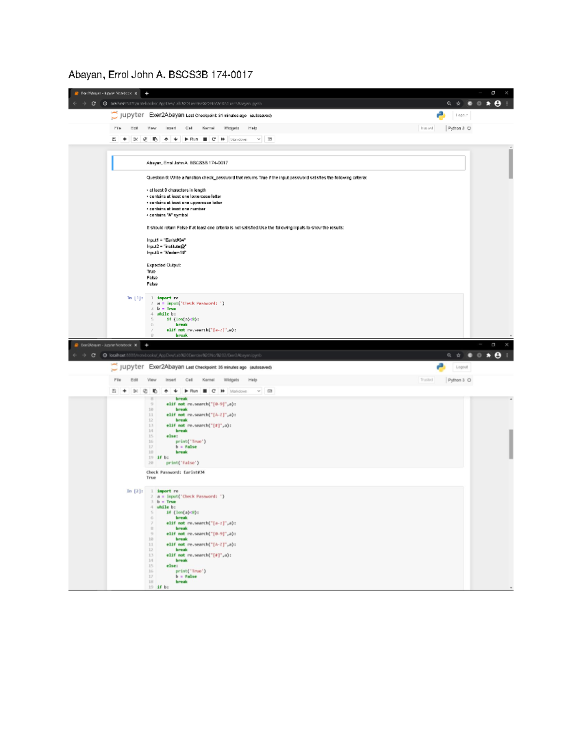 Exer2Abayan - summary - Abayan, Errol John A. BSCS3B 174- CODES: Abayan ...