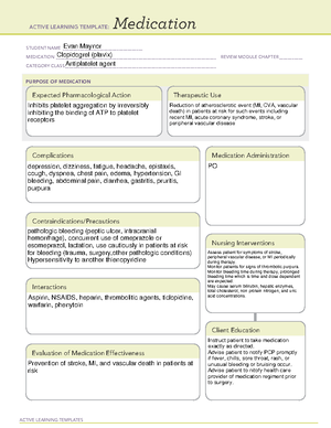 Aricept Med Sheet - ACTIVE LEARNING TEMPLATES Medication STUDENT NAME ...