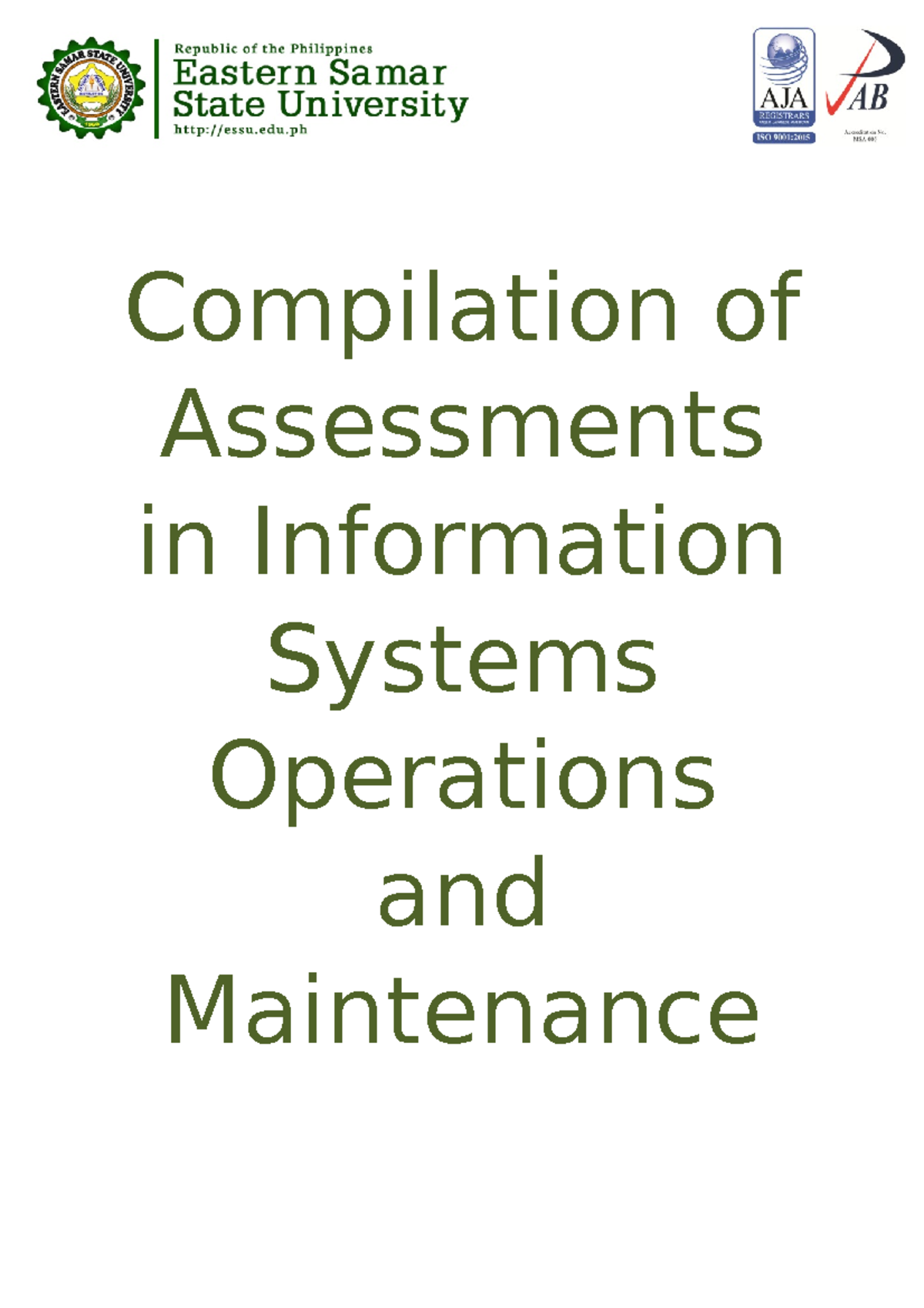 Compilation of Assessments in ISOM - Compilation of Assessments in ...