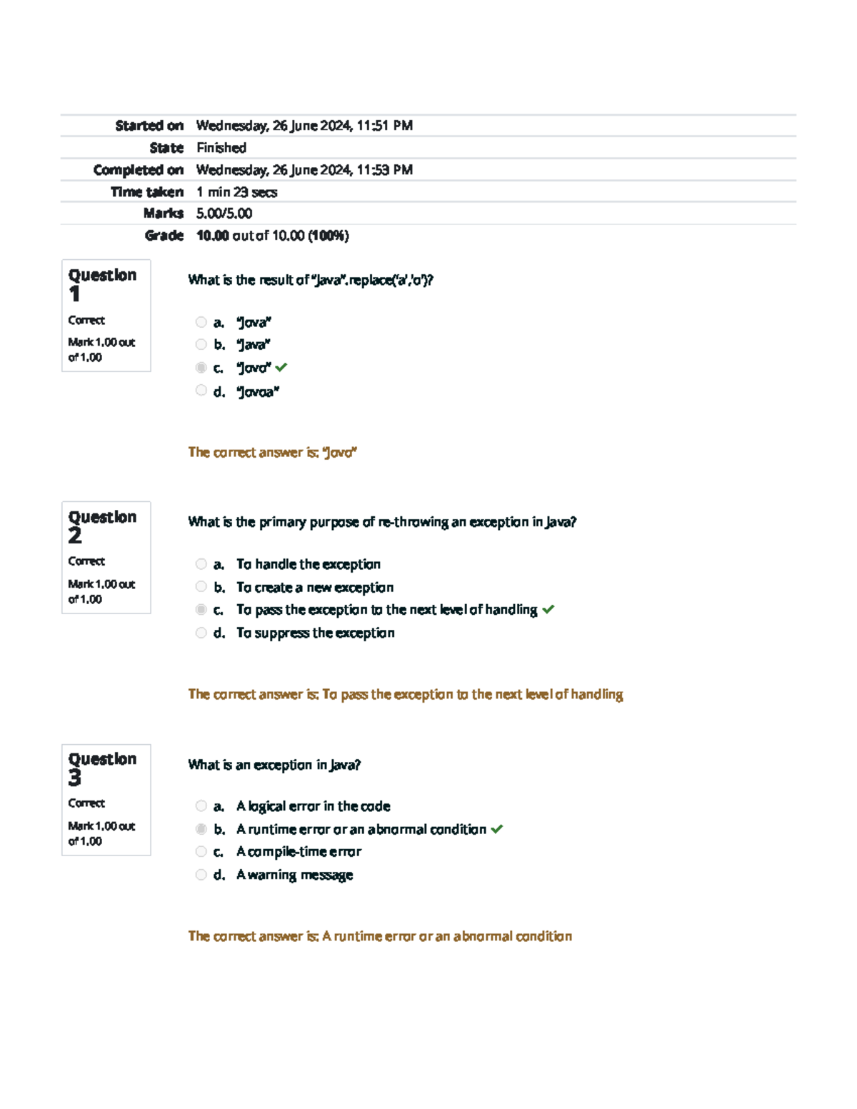Self Quiz Unit 1 4 Attempt Review Home Question 1 Correct Mark 1 Out Of 1 Question 2 Correct