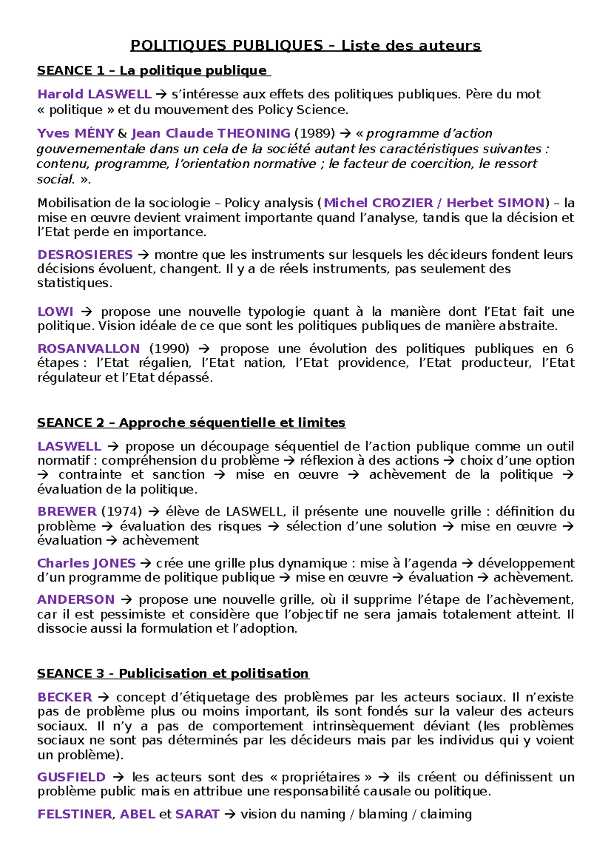 Liste des auteurs politiques publiques - POLITIQUES PUBLIQUES – Liste ...