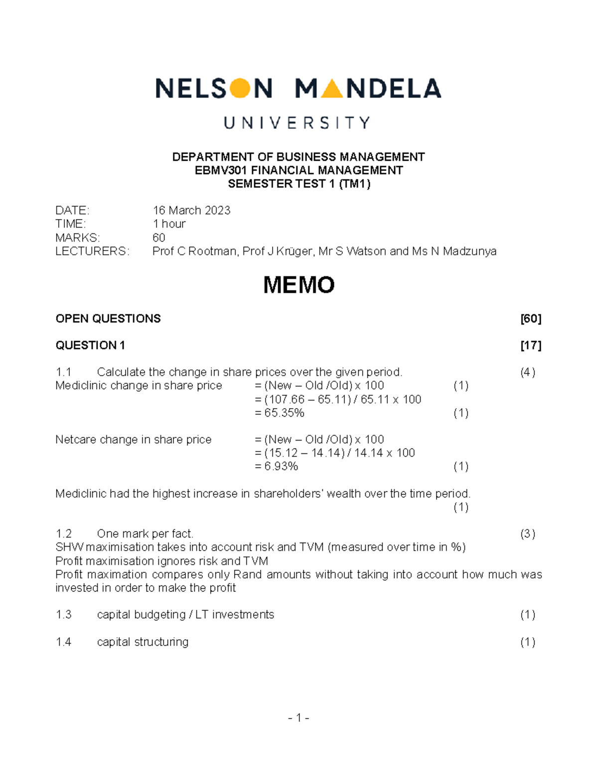 2023 EBM301 Sem test 1 MEMO 6cc81fa91252 b408766 d3c391a0d1287 ...