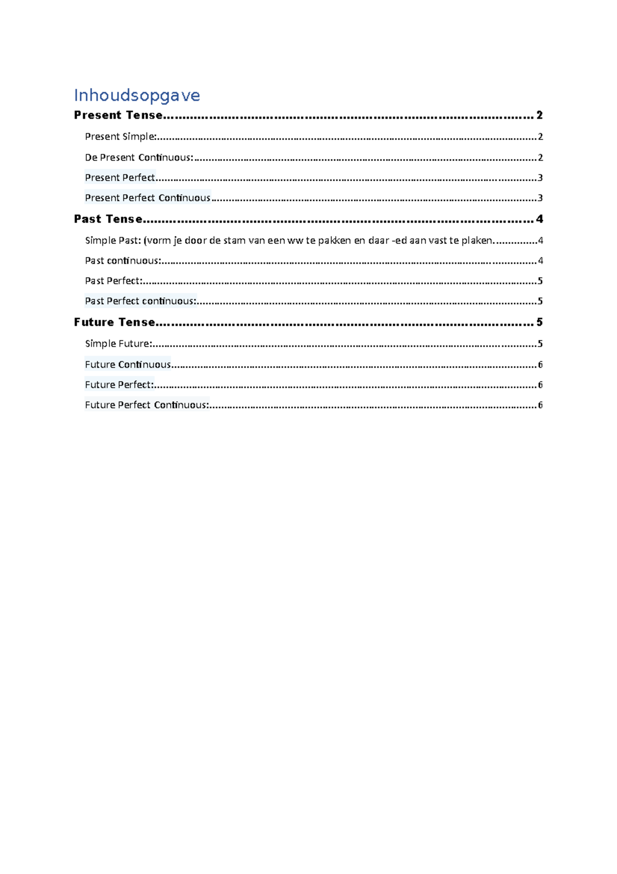 Engels Grammatica - Inhoudsopgave Present - Studeersnel