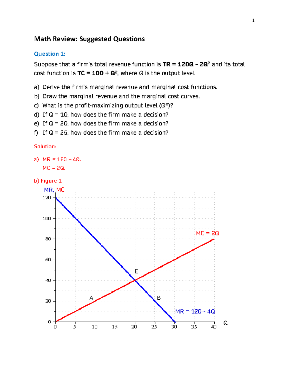 Math Review Q&A - Questions and answers - Math Review: Suggested ...