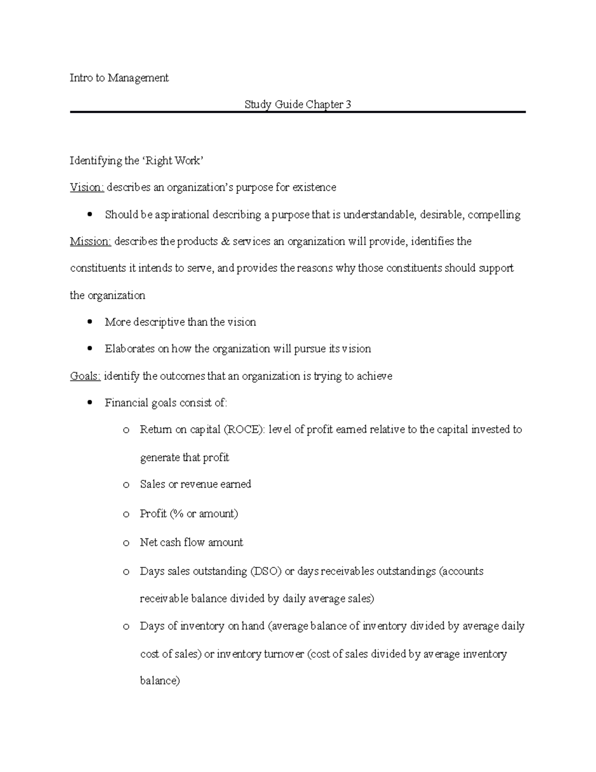 MGMT Ch. 3 Study Guide - Professor Vogelmann - Intro to Management ...