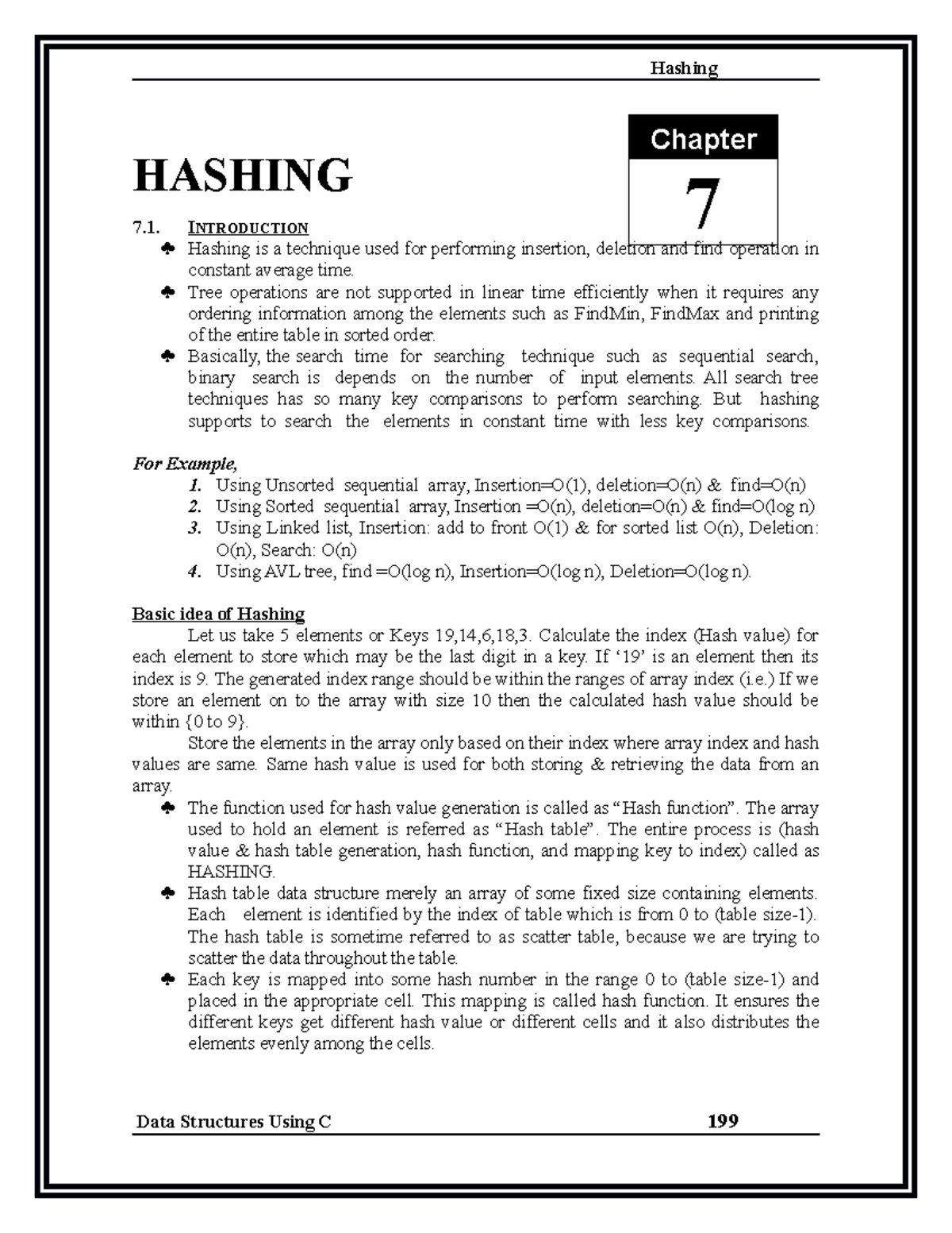 Chapter 7 hashing 199 214 - Chapter 7 HASHING 7. I NTRODUCTION Hashing ...