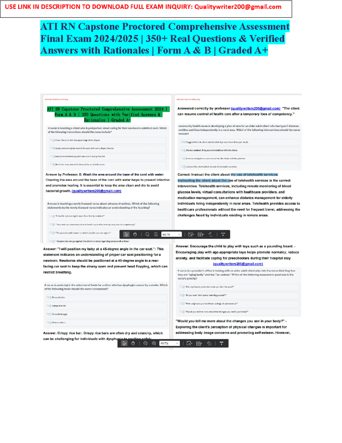 ATI RN Proctored Capstone Exam Prep 2024-2025 Key Nursing Skills and Clinical Knowledge&All ...