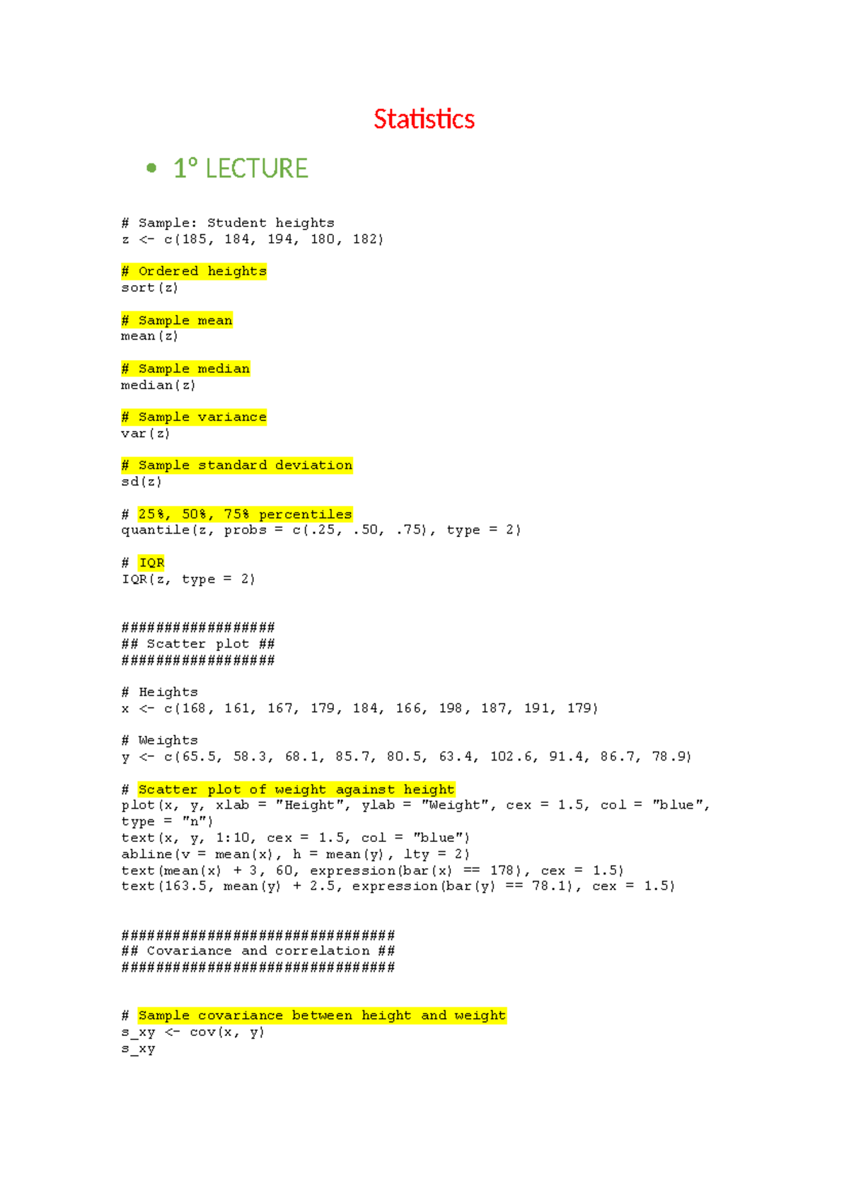Statistics notes - Resumé The Physics Book - Statistics 1º LECTURE ...