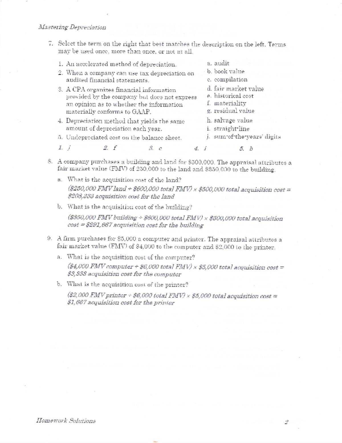 Depreciation Homework 2 - ACC 201 - Studocu