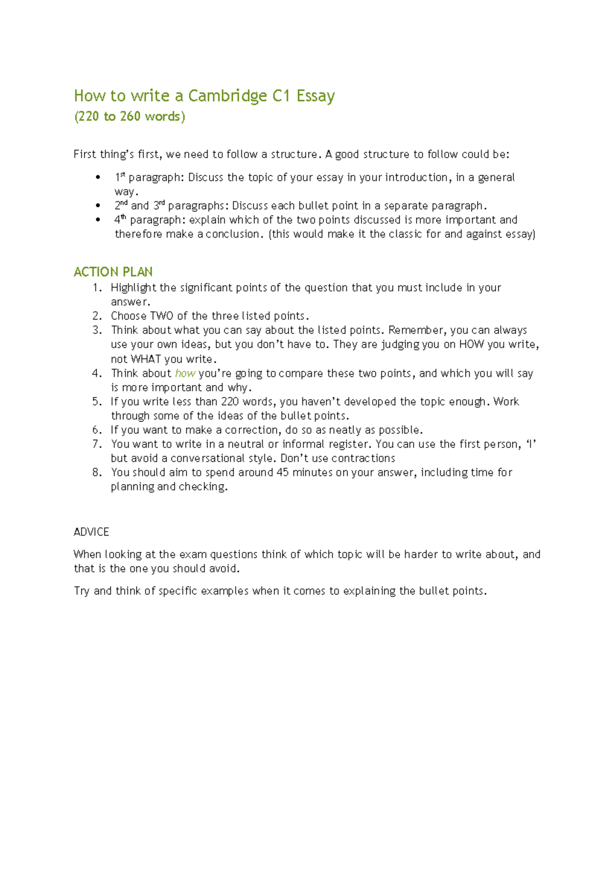 How To Write A C1 Essay Steps Connectors And Bullet Points How To