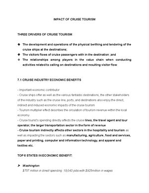 The Cruise Experience Lecture Notes - Cruise Tourism - Studocu