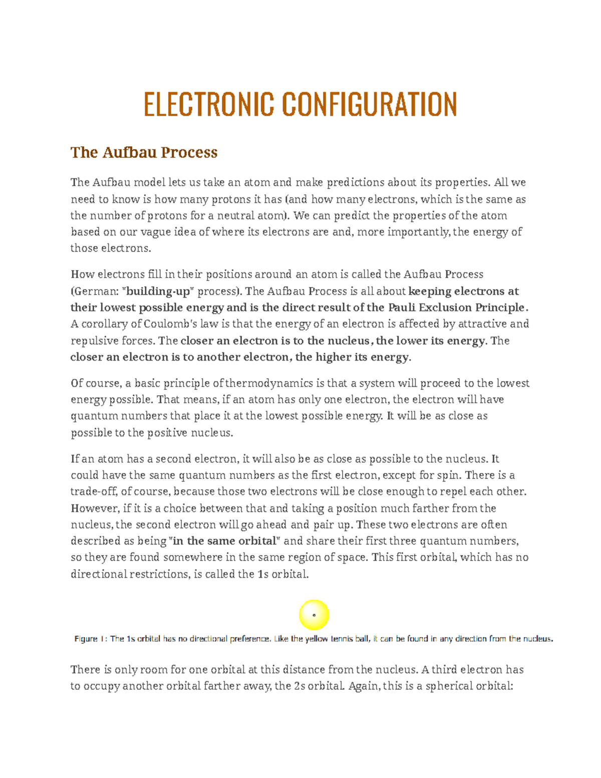 Aufbau Principle - lecture notes - ELECTRONIC CONFIGURATION The Aufbau ...