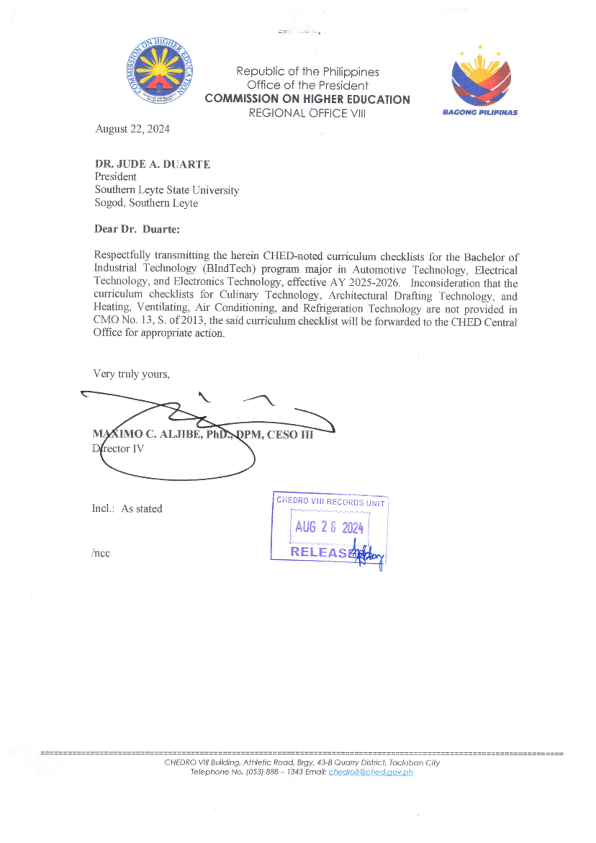 CHED- Noted Curriculum Checklists FOR BInd Tech (ELX, ELT, AT) Programs ...