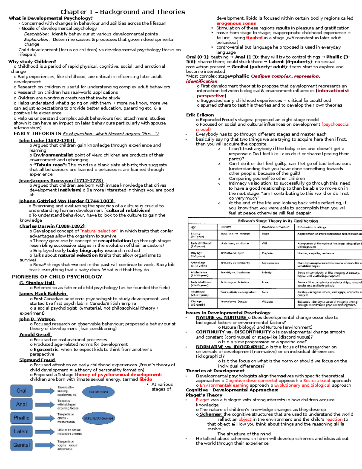 Child develepment ch 1-8 - Chapter 1 – Background and Theories What is ...