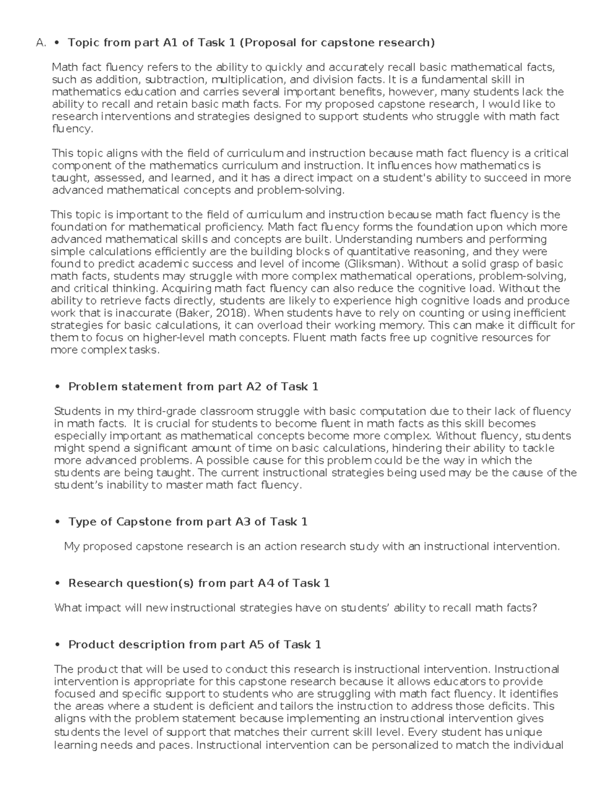 OPM3 TASK 4 - coursework for d180 - A. • Topic from part A1 of Task 1 ...