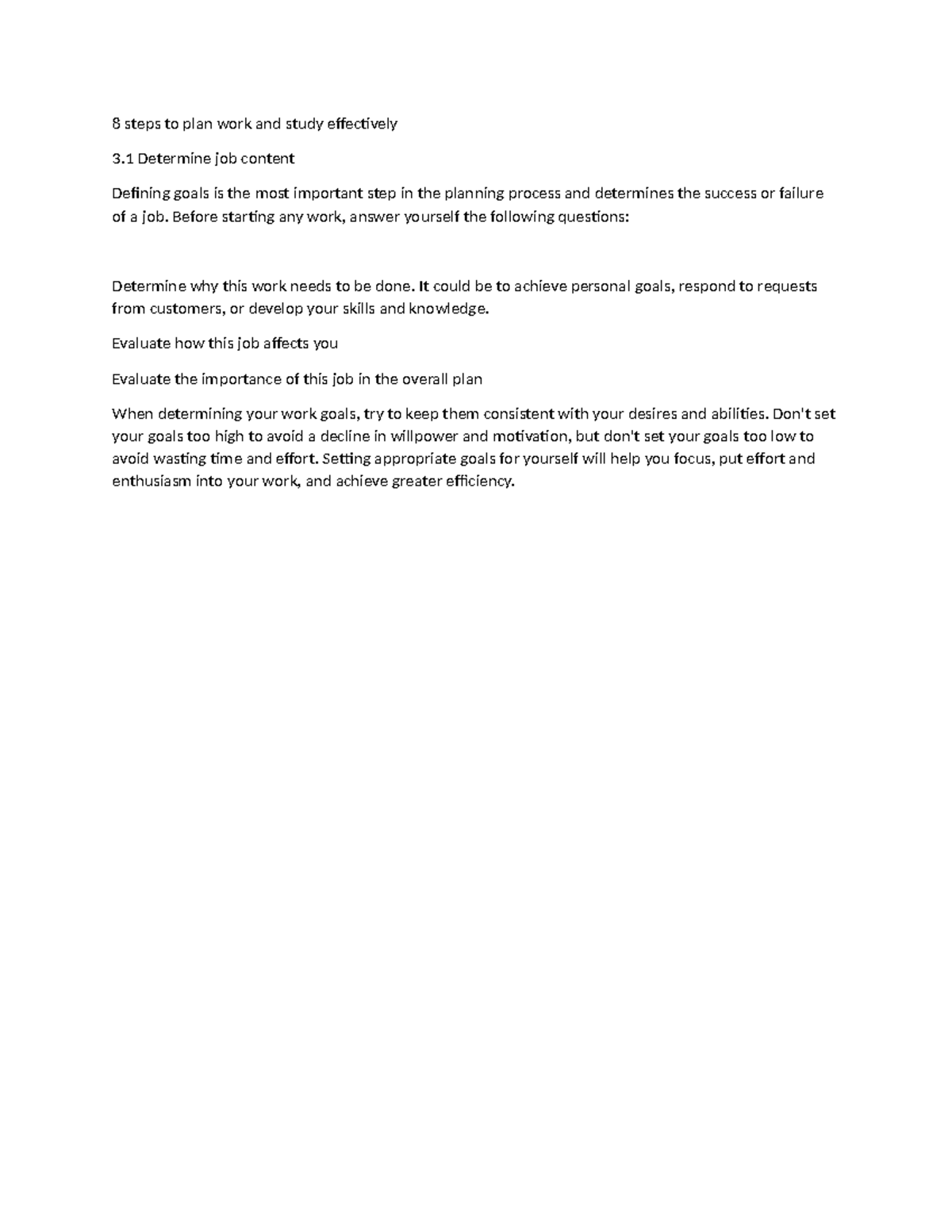 8 steps to plan work and study effectively - Before starting any work ...