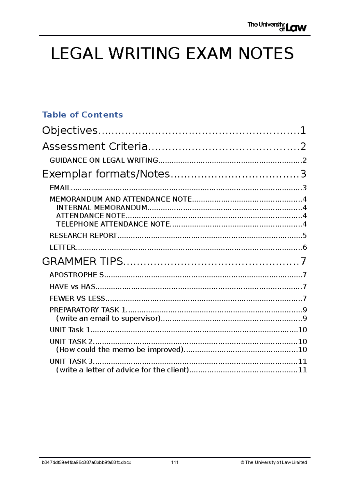 Legal Writing EXAM Notes copy - LEGAL WRITING EXAM NOTES - Studocu