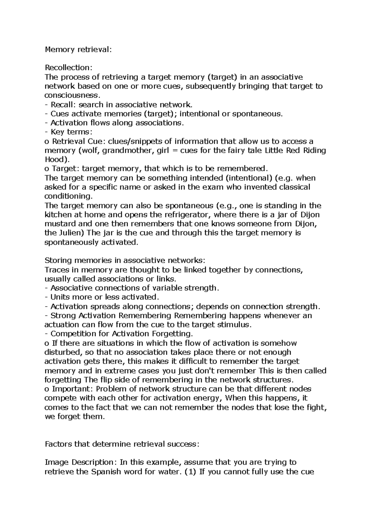 Memory retrieval - Psycho Notes - Memory retrieval: Recollection: The ...