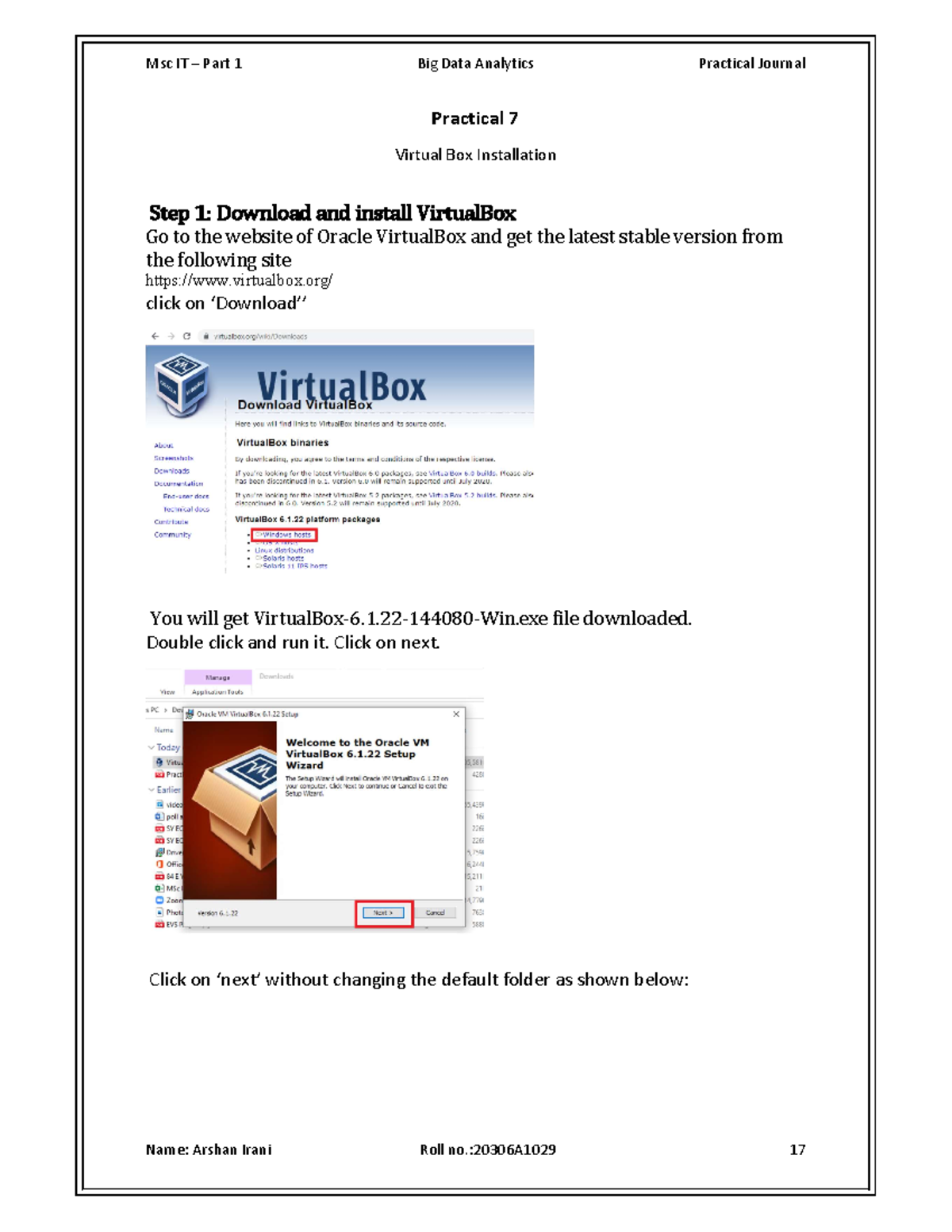 BDA practical 789 - Practical 7 Virtual Box Installation Step 1 ...