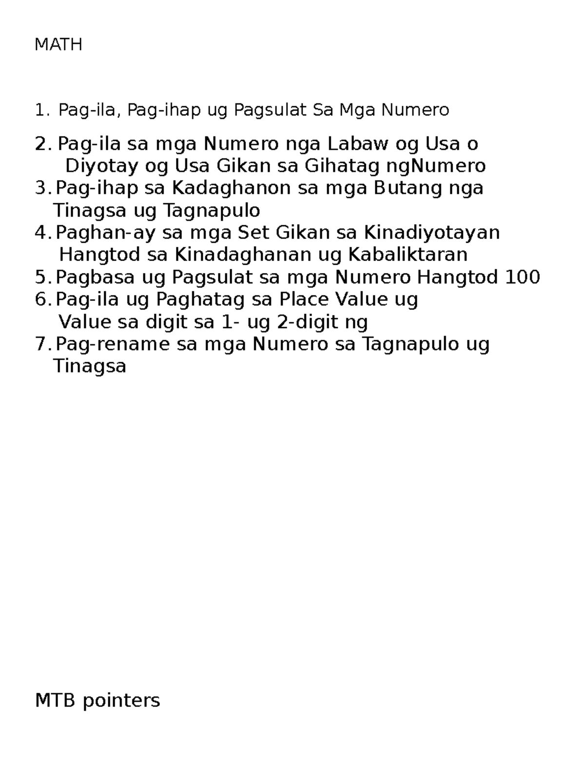 Math-Pointers - pointers - MATH Pag-ila, Pag-ihap ug Pagsulat Sa Mga ...
