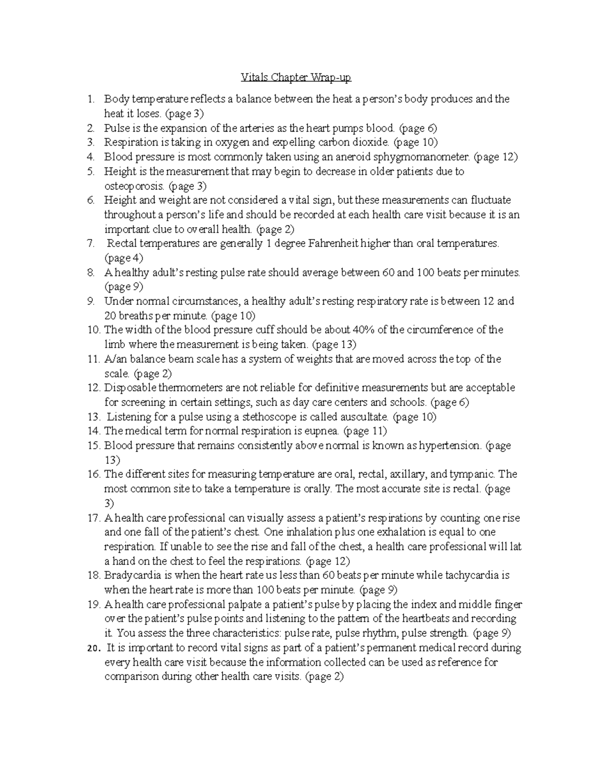 Vitals Chapter Wrap-up - Body temperature reflects a balance between ...