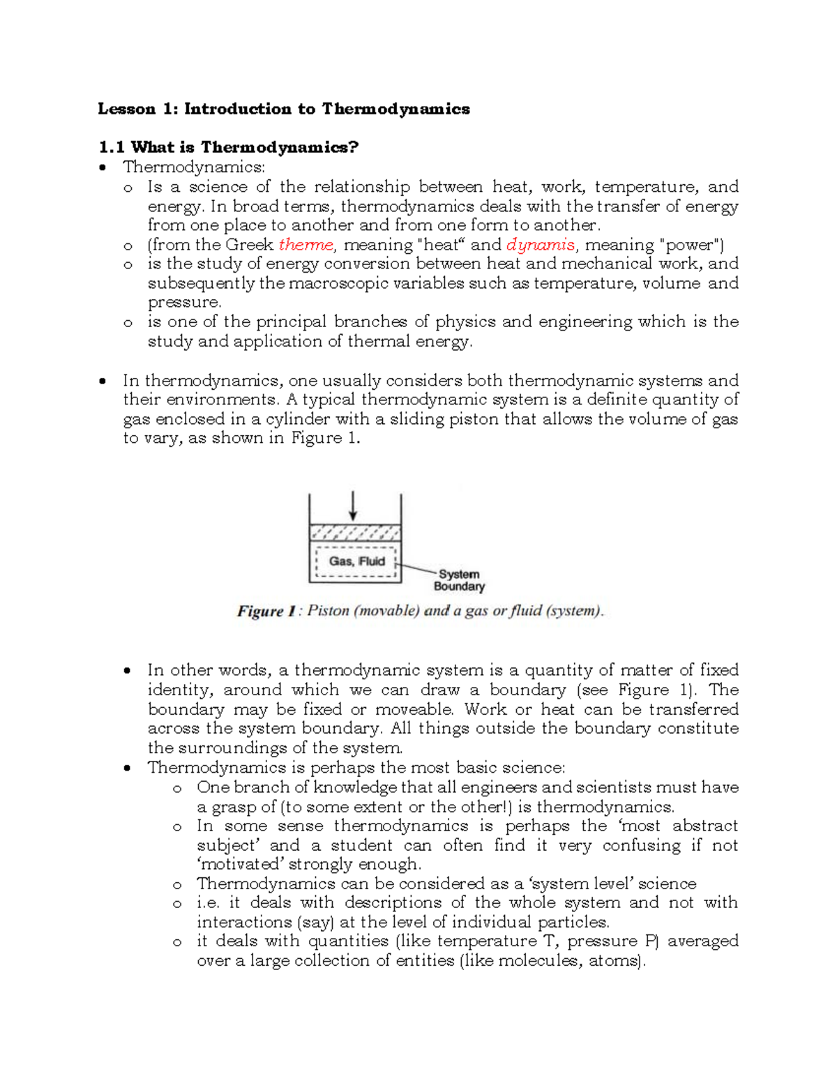 Intro To Thermo(2) - Lecture Notes - Lesson 1: Introduction to ...