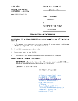 modèle de demande introductive d'instance - CANADA COUR SUPÉRIEURE ...