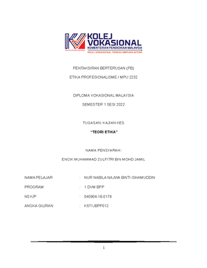 Kolej Vokasional DATO - folio - KOLEJ VOKASIONAL DATO’ UNDANG HJ ...