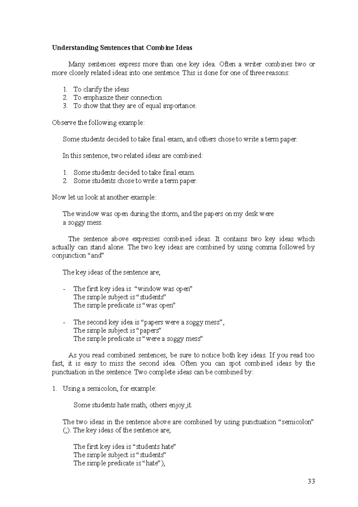 2.2 Understanding Sentences Expressing Combined Ideas - Understanding ...