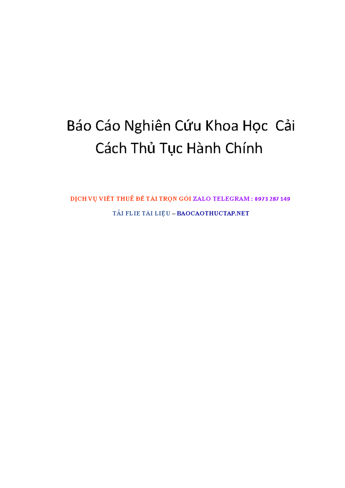 Báo Cáo Nghiên Cứu Khoa Học Cải Cách Thủ Tục Hành Chính - Báo Cáo Nghiên C u Khoa H c C iứọả ...