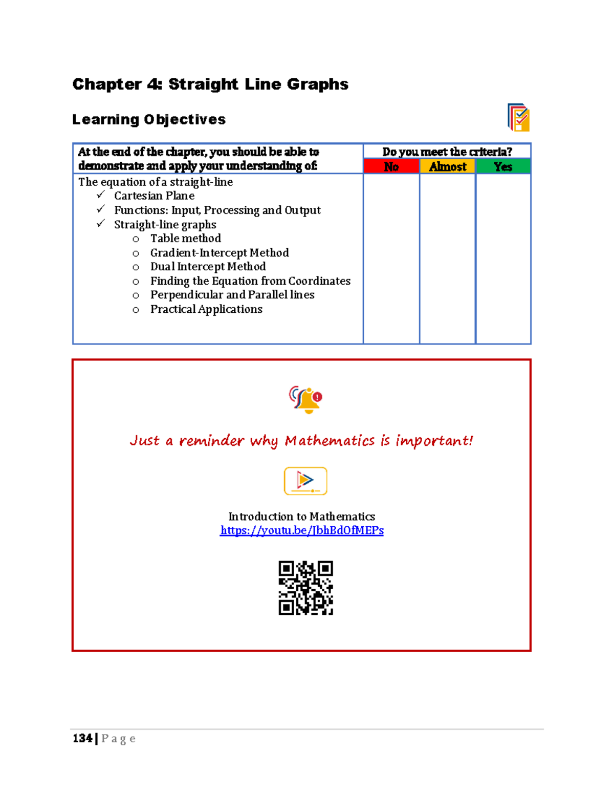 Chapter 4 2022 - 134 | P a g e Chapter 4: Straight Line Graphs Learning ...