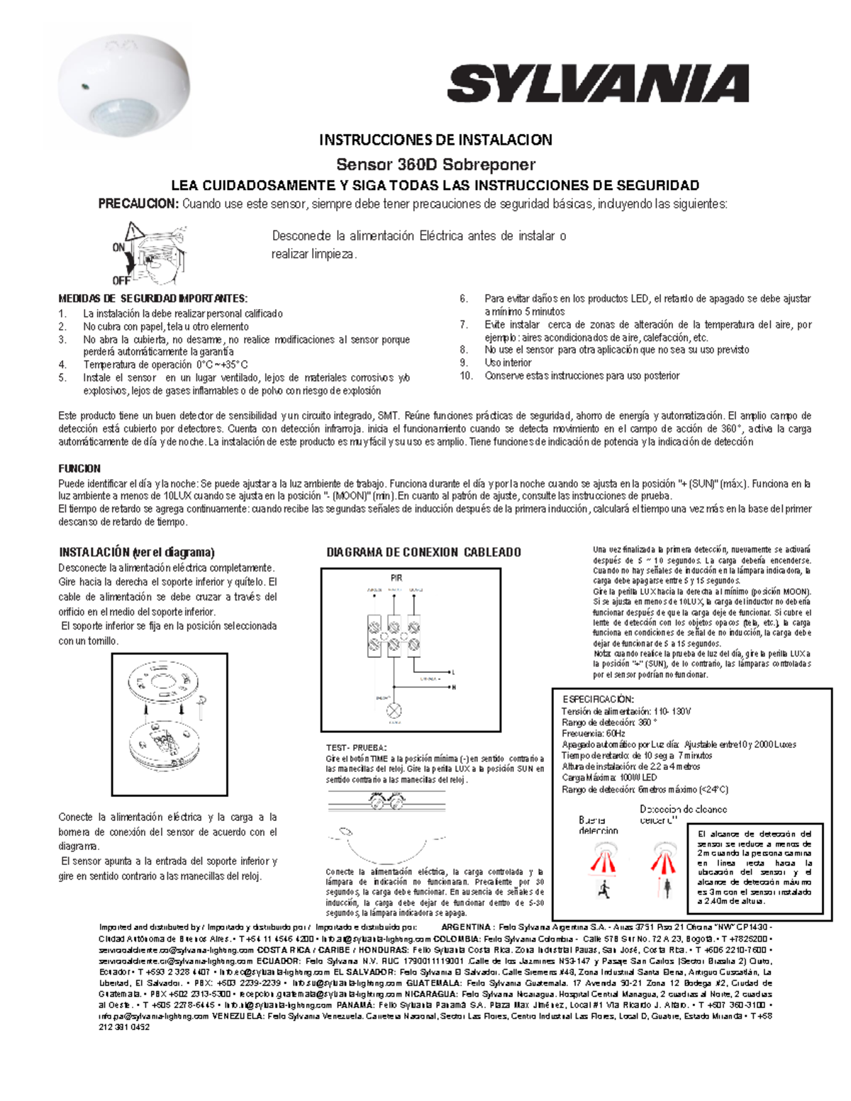 Manual Instrucciones Sensor 360D Sobreponer - INSTRUCCIONES DE ...
